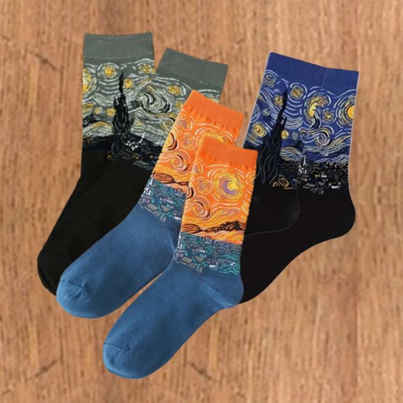 Accessories | Starry Night Socks Three Pack Nwt Orange Blue Grey | Poshmark
